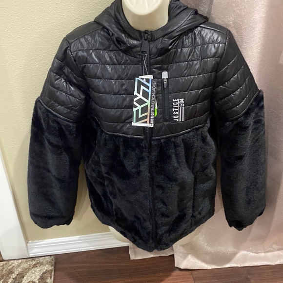 Justice | Jackets & Coats | New With Tags Girls Size 4 Puffer Faux Fur ...